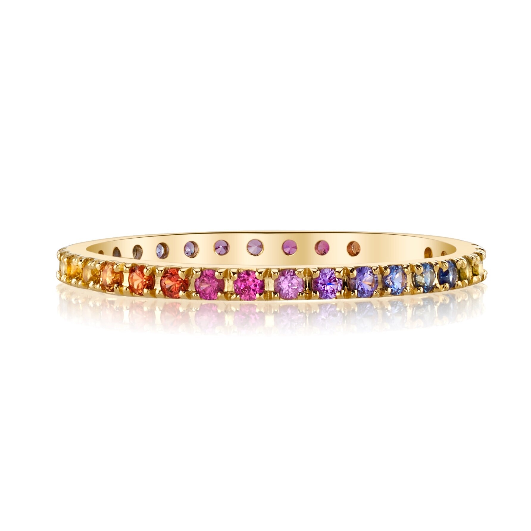 Rainbow Sapphire Multi Sapphire Octagon Emerald Cut Eternity Band Ring ...