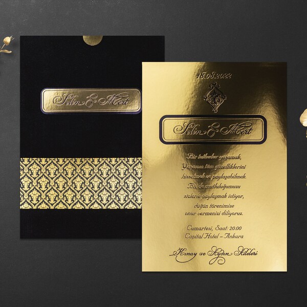 Gold Foil Invitation - Etsy