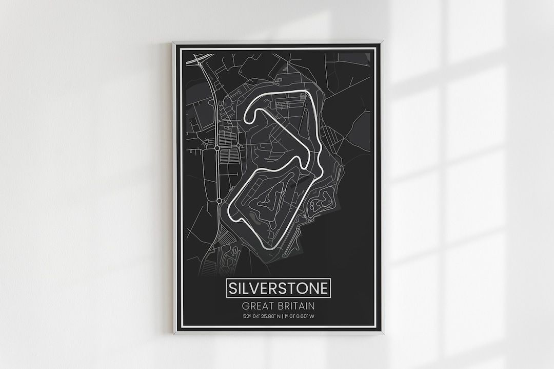 Silverstone Circuit Print | 13 Sizes | Formula 1 | Fathers Day | Black ...