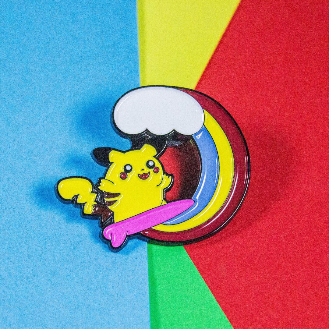 Surfing Pikachu Pin, Silly Fashion Style, Badge Metal, Gift Fun, Kanto ...