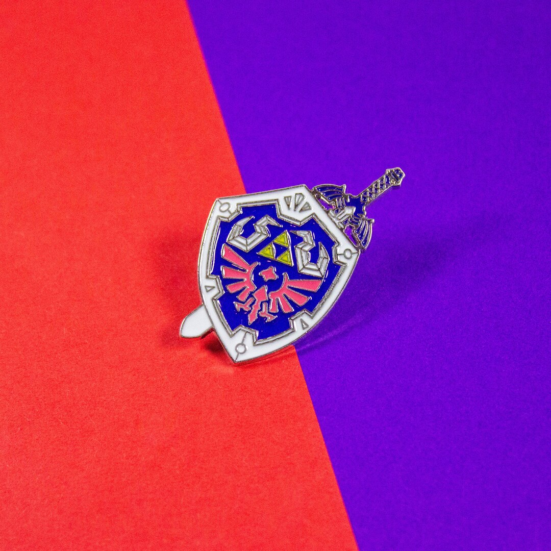 Hyrule Shield & Master Sword Pin, Zelda Fashion, TOTK BOTW Style, Badge ...