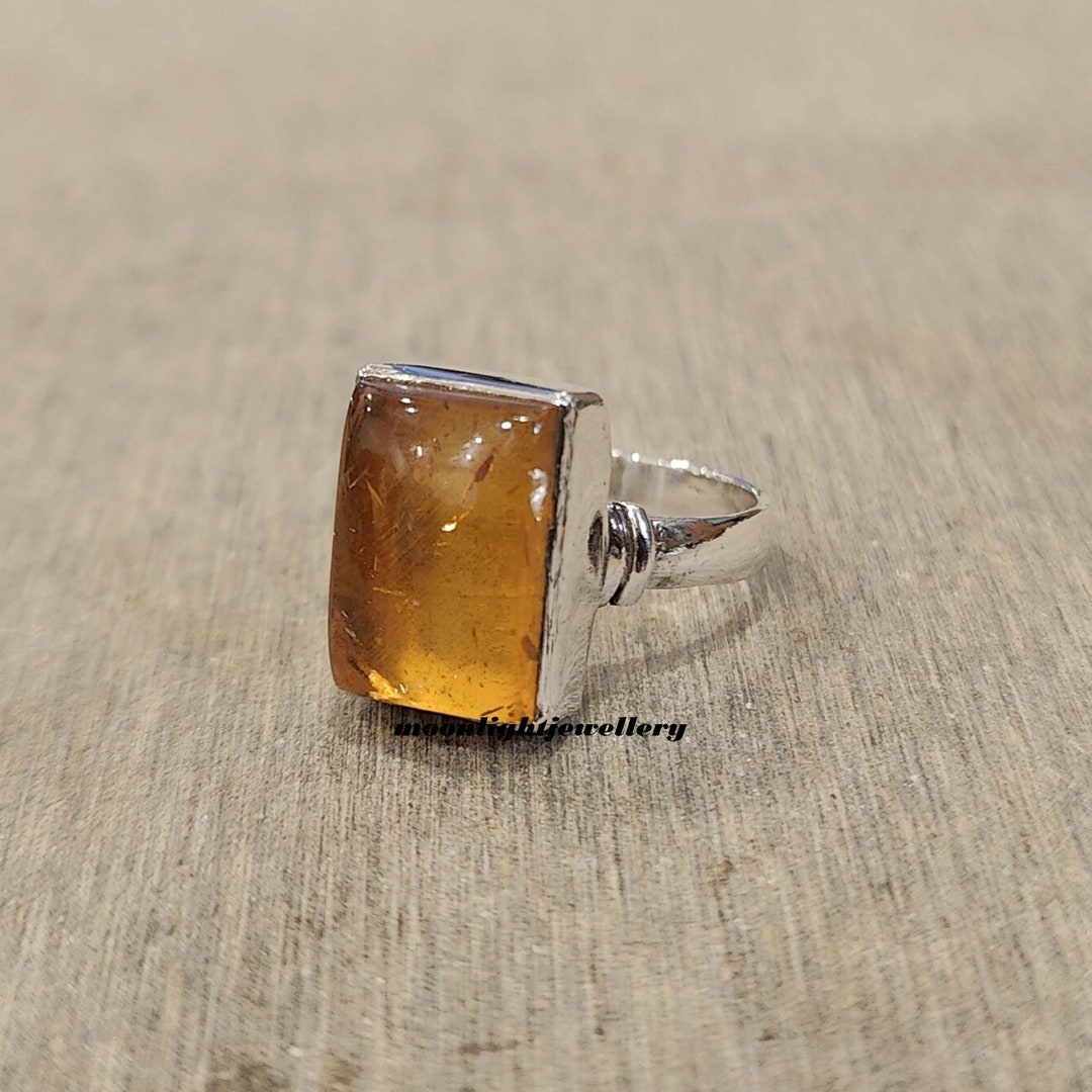 Amber Ring, Gemstone Ring, 925 Sterling Silver Ring, Dainty Ring ...