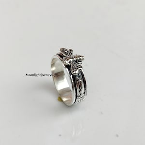 Bee Spinner Ring, 925 Sterling Silver Ring, Statement Ring, Fidget Ring ...