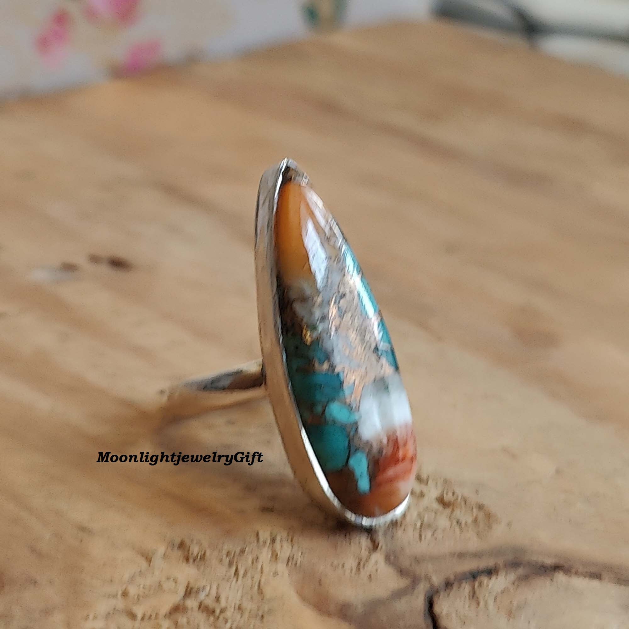 Oyster Turquoise Ring, 925 Sterling Silver Ring, Handmade Jewelry ...