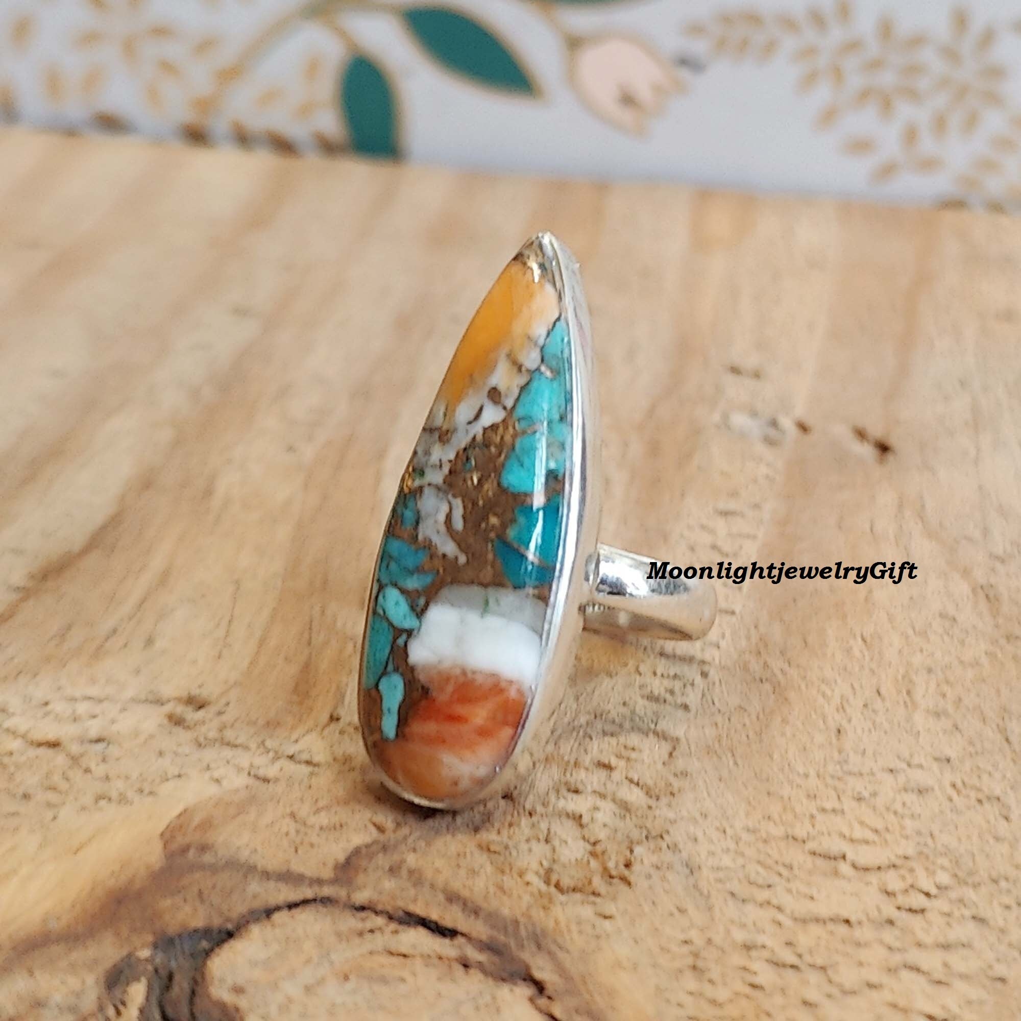 Oyster Turquoise Ring, 925 Sterling Silver Ring, Handmade Jewelry ...