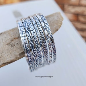 925 Sterling Silver Bangles, 7 Set of Bangles, Sterling Bangle, Women ...