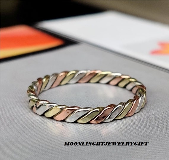925 Sterling Silver Silver Ring Women Ring Band Ring Meditation Ring 3 Metal Ring Handmade Ring Brass Ring Copper Ring Gift For Her