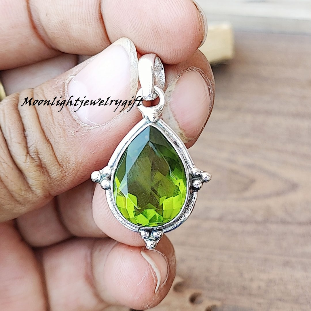 Natural Peridot Pendant, Boho Pendant, 925 Sterling Silver Pendant ...