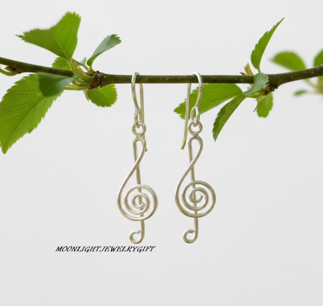 Music Note Earring, 925 Sterling Silver, Women Gift, Handmade Item ...