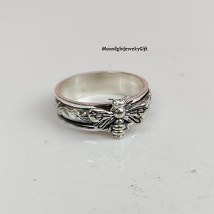 Bee Spinner Ring, 925 Sterling Silver Ring, Statement Ring, Fidget Ring ...