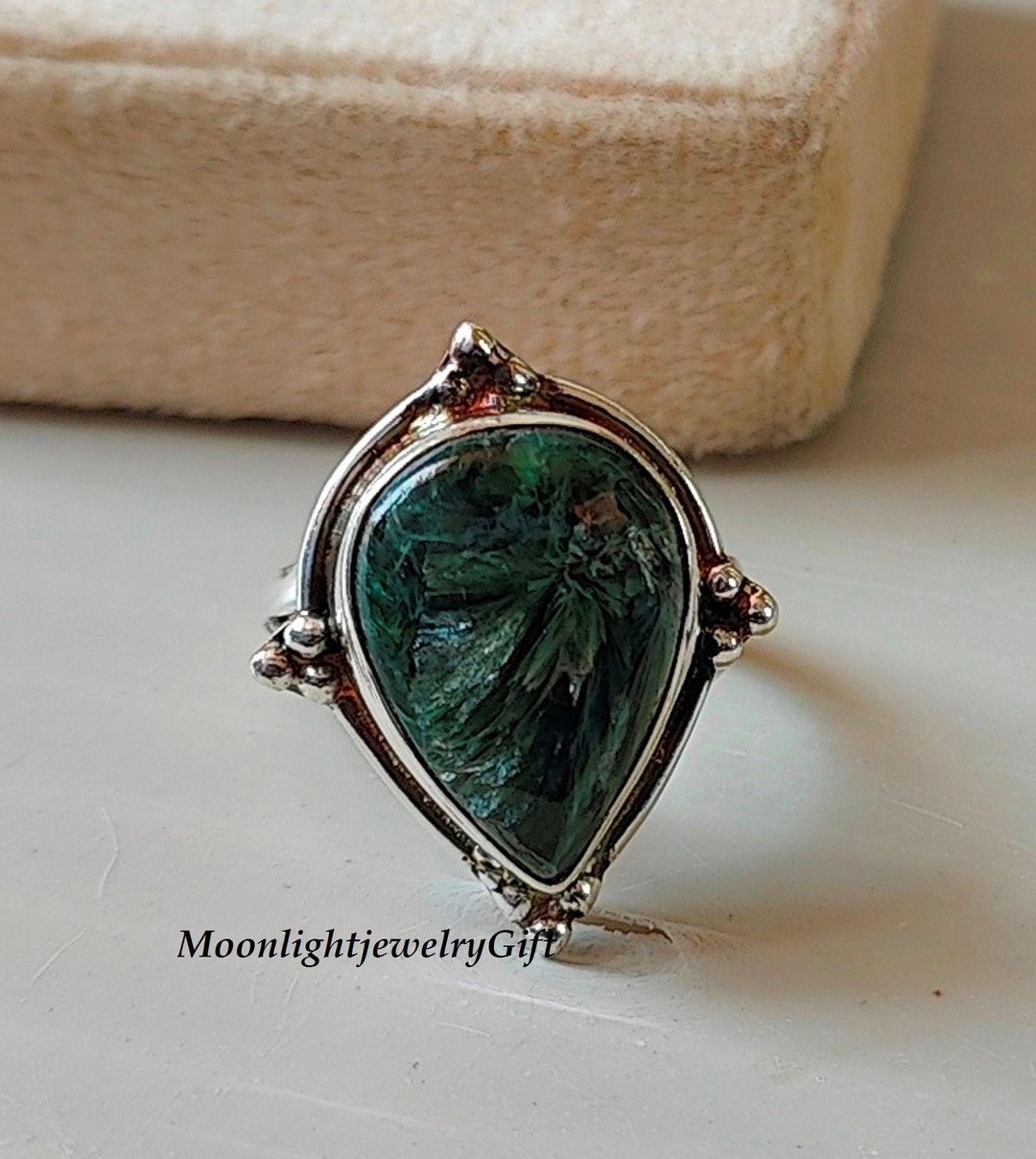 Seraphinite Ring, 925 Silver Ring, Gemstone Ring, Statement Ring ...