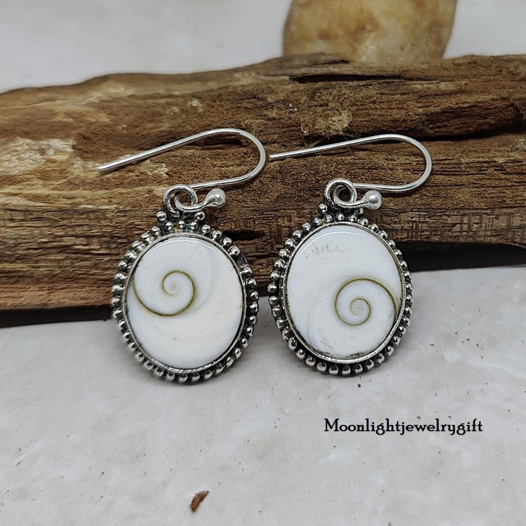 Handmade Sterling Silver Shiva Shell Earrings: Gemstone Jewelry - Etsy