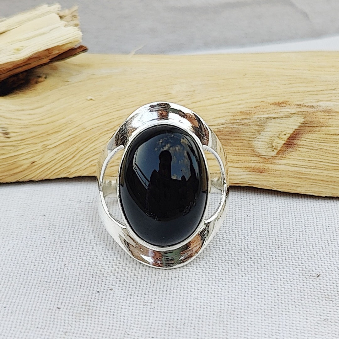 Beautiful Black Onyx Ring, Statement Jewelry, 925 Sterling Silver Ring ...