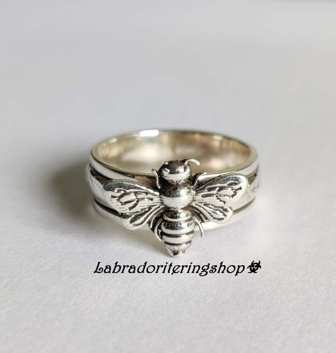 Bee Spinner Ring, 925 Sterling Silver Ring, Statement Ring, Fidget Ring ...