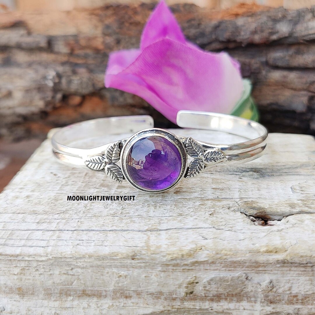 Amethyst Bangle, Unique Bangle, 925 Silver Bangle, Women Bangle, Dainty ...