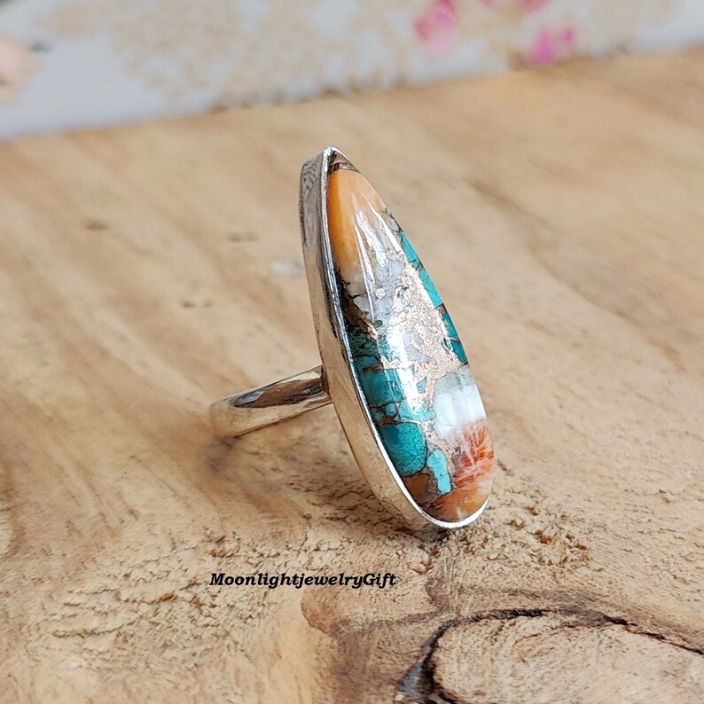 Oyster Turquoise Ring, 925 Sterling Silver Ring, Handmade Jewelry ...