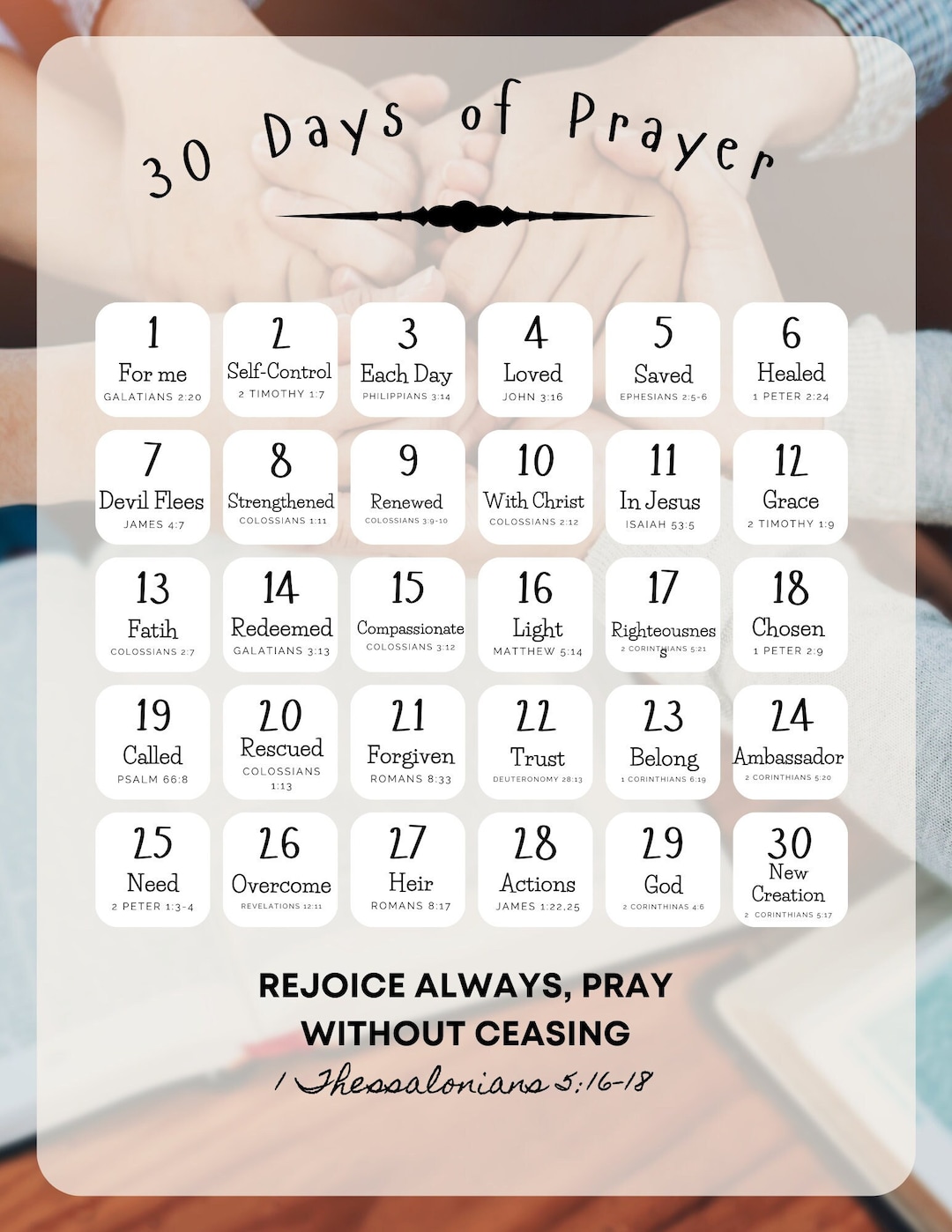 30 Day Printable Prayer Challenge Prayer Tracker Prayer Planner Pdf Etsy