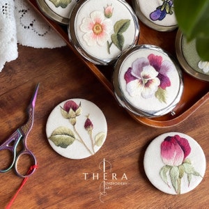 Personalized Embroidered Compact Mirror Gift for Bridesmaids, Hand ...