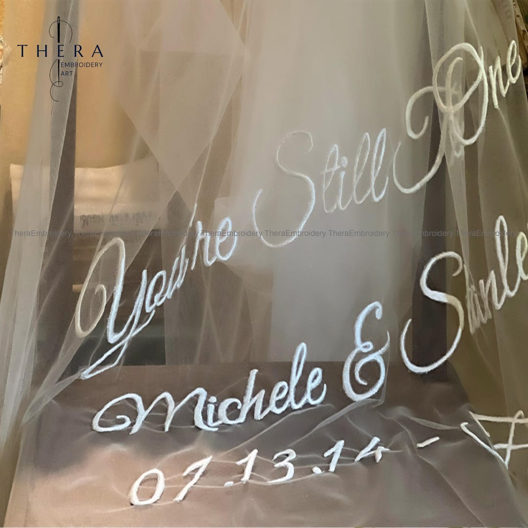 Personalized Veil Embroidery, Custom Veil Text, Phrases Name and Date ...