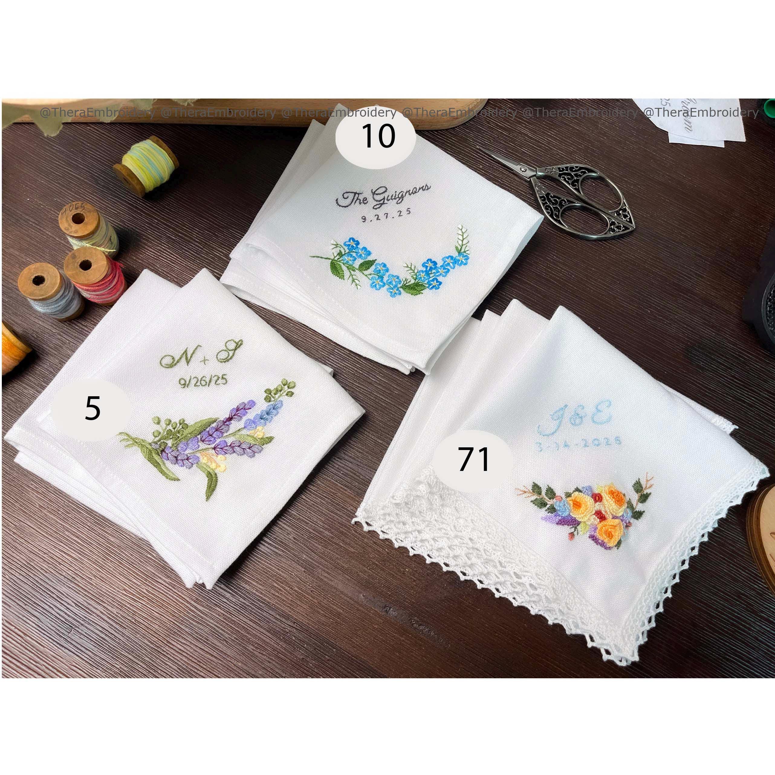 Fall Wedding Handkerchief, Custom Embroidered Handkerchief, Ladies ...