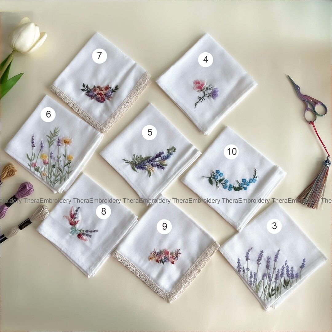 Wedding Handkerchief, Custom Embroidered Handkerchief, Ladies ...