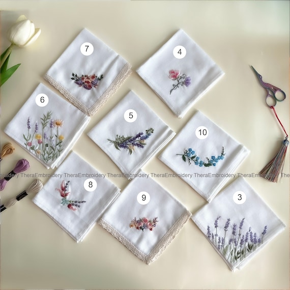 Custom Embroidered Handkerchief Ladies Embroidery Handkerchief Linen Handkerchiefs Custom Women Floral Handkerchiefs Etsy UK