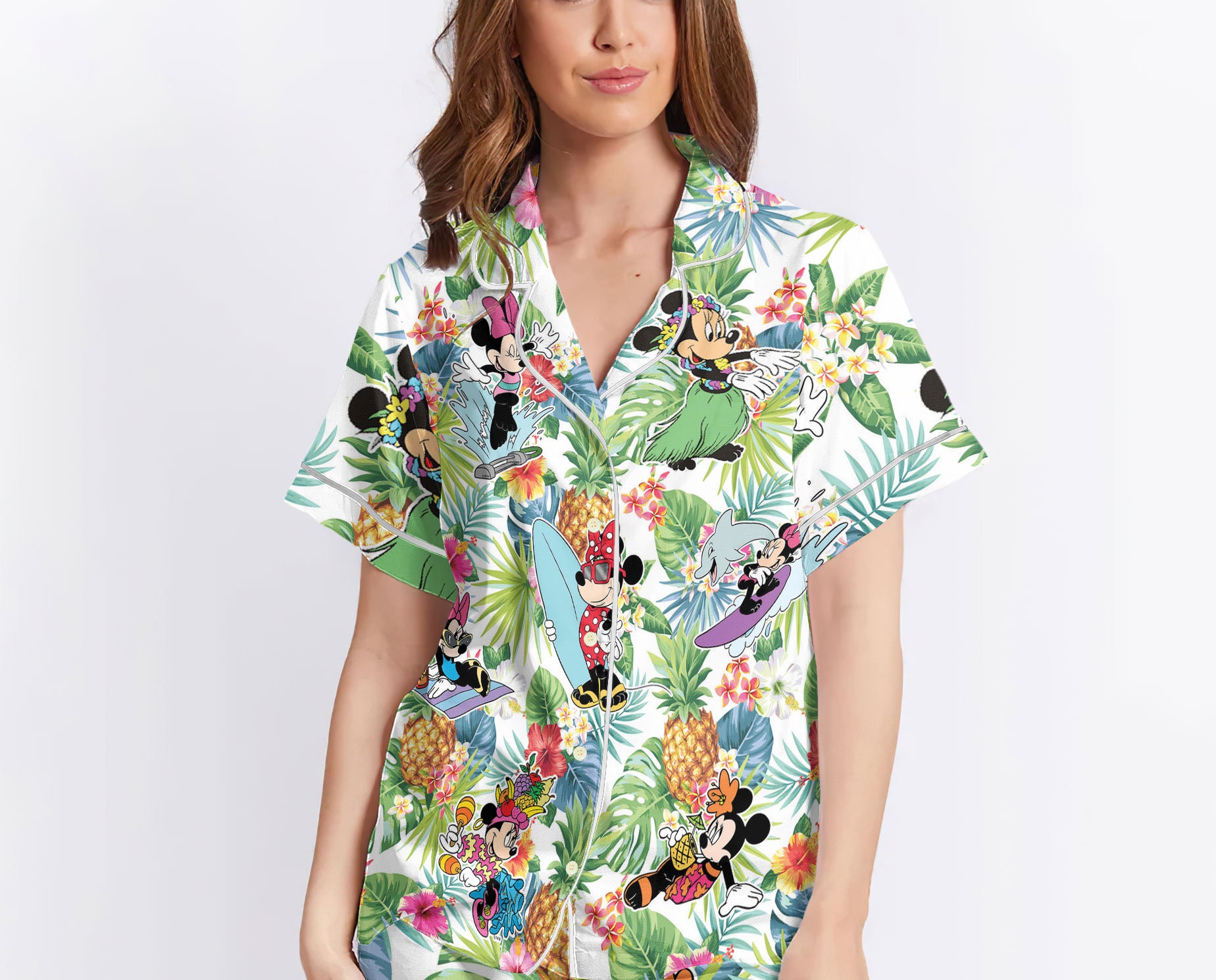 Minnie Mouse Aloha Holiday Pijamas Set, Tropical Pineapple Disney ...