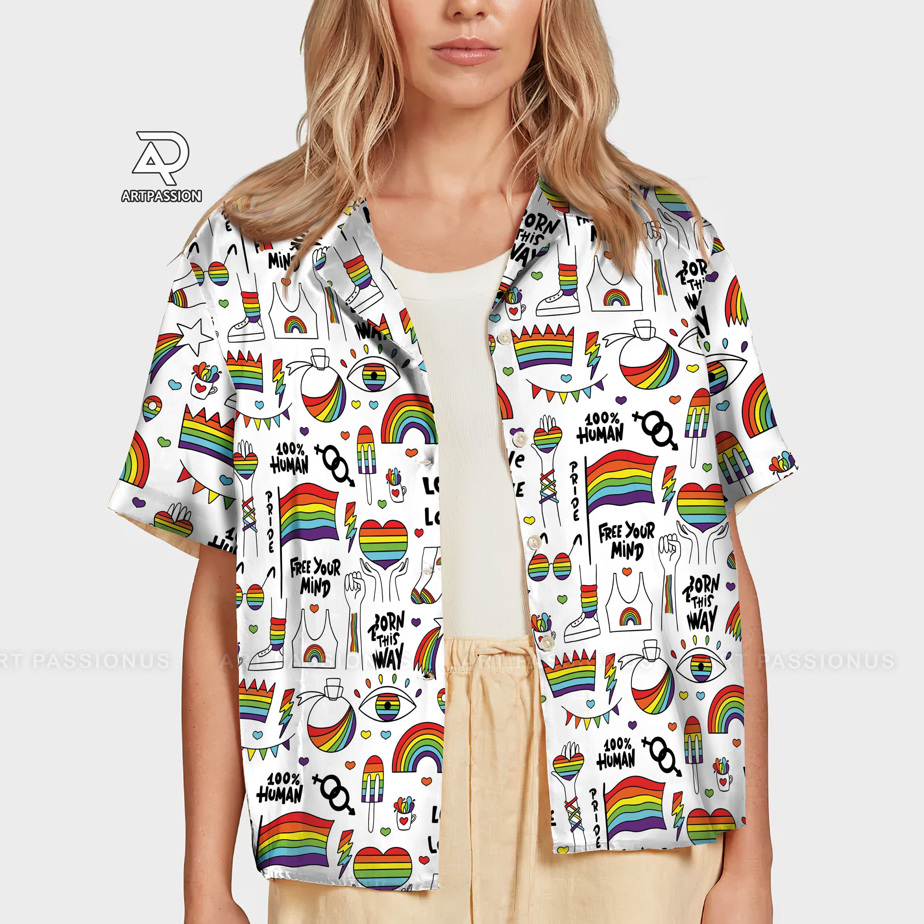 LGBT Pride Button Up Shirt, Love Is Love Hawaiian Shirt sold by Apricot ...