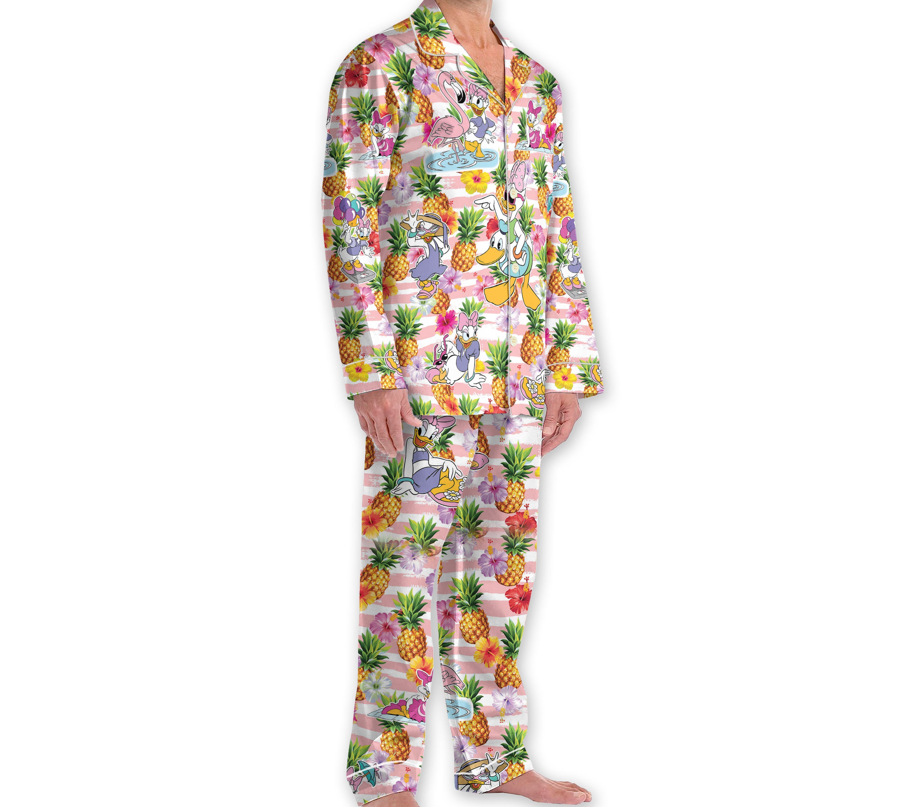 Funny Daisy Duck Tropical Pajamas, Disney Duck Hawaiian Pajamas Set ...