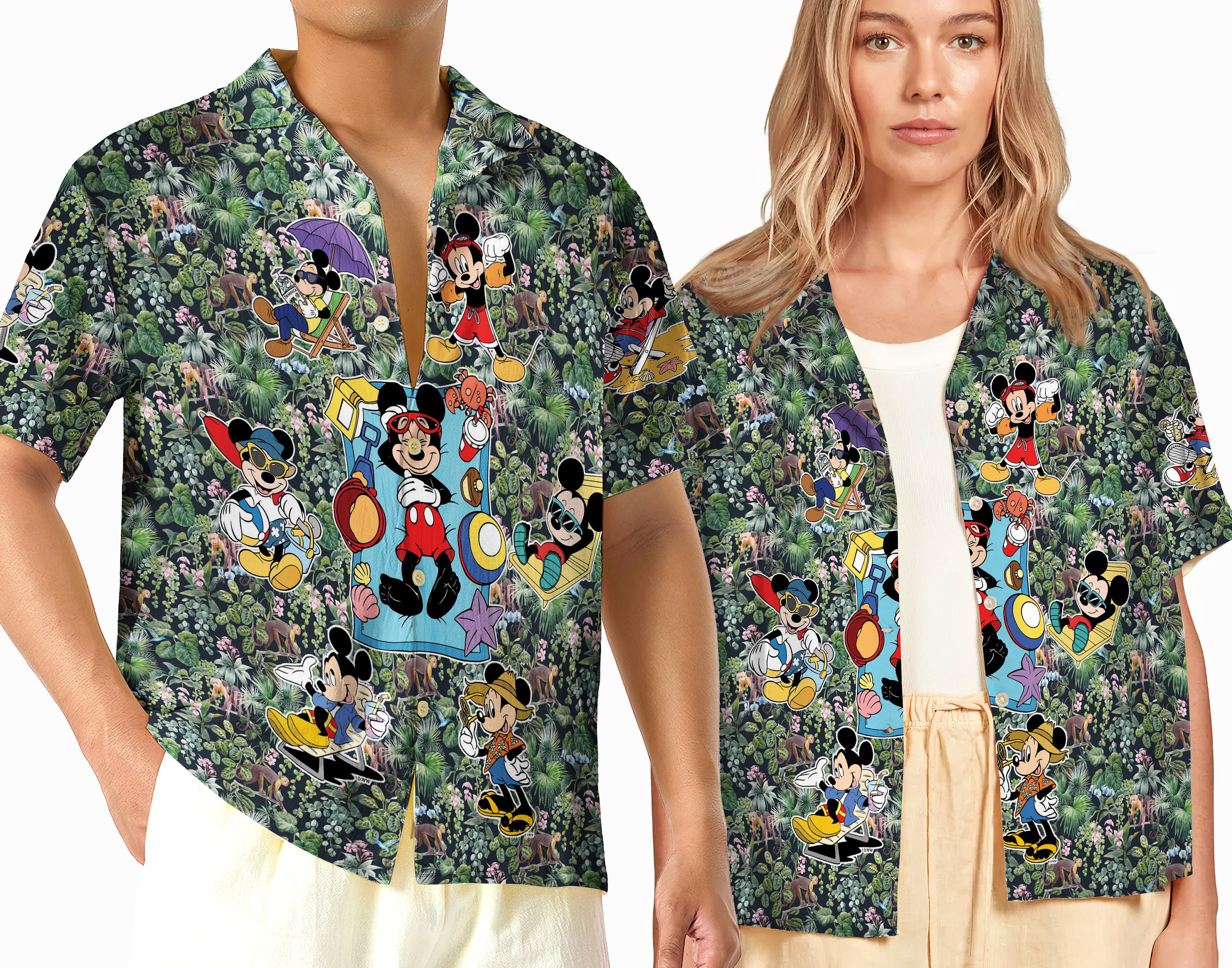 Disney Mickey Aloha Button Up Shirt, Tropical Hawaiian Shirt sold by ...