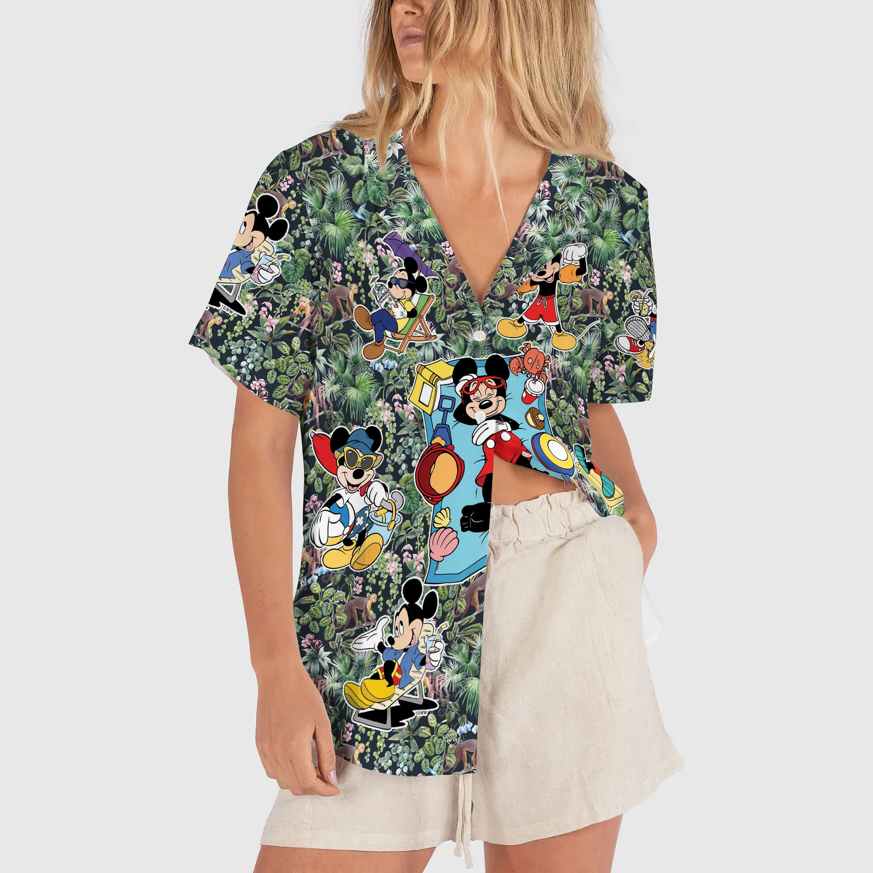 Disney Mickey Aloha Button Up Shirt, Tropical Hawaiian Shirt sold by ...