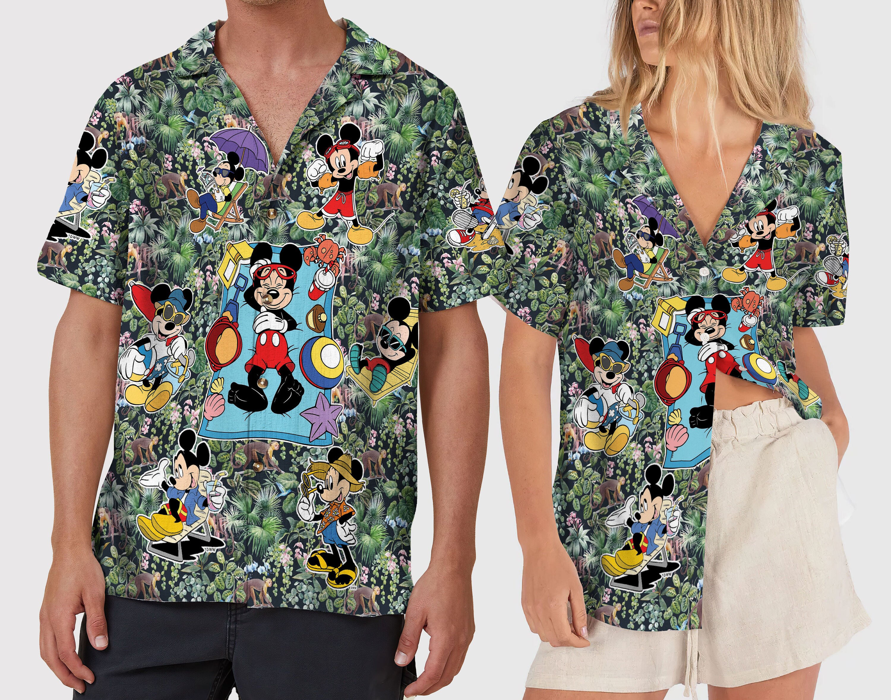 Disney Mickey Aloha Button Up Shirt, Tropical Hawaiian Shirt sold by ...