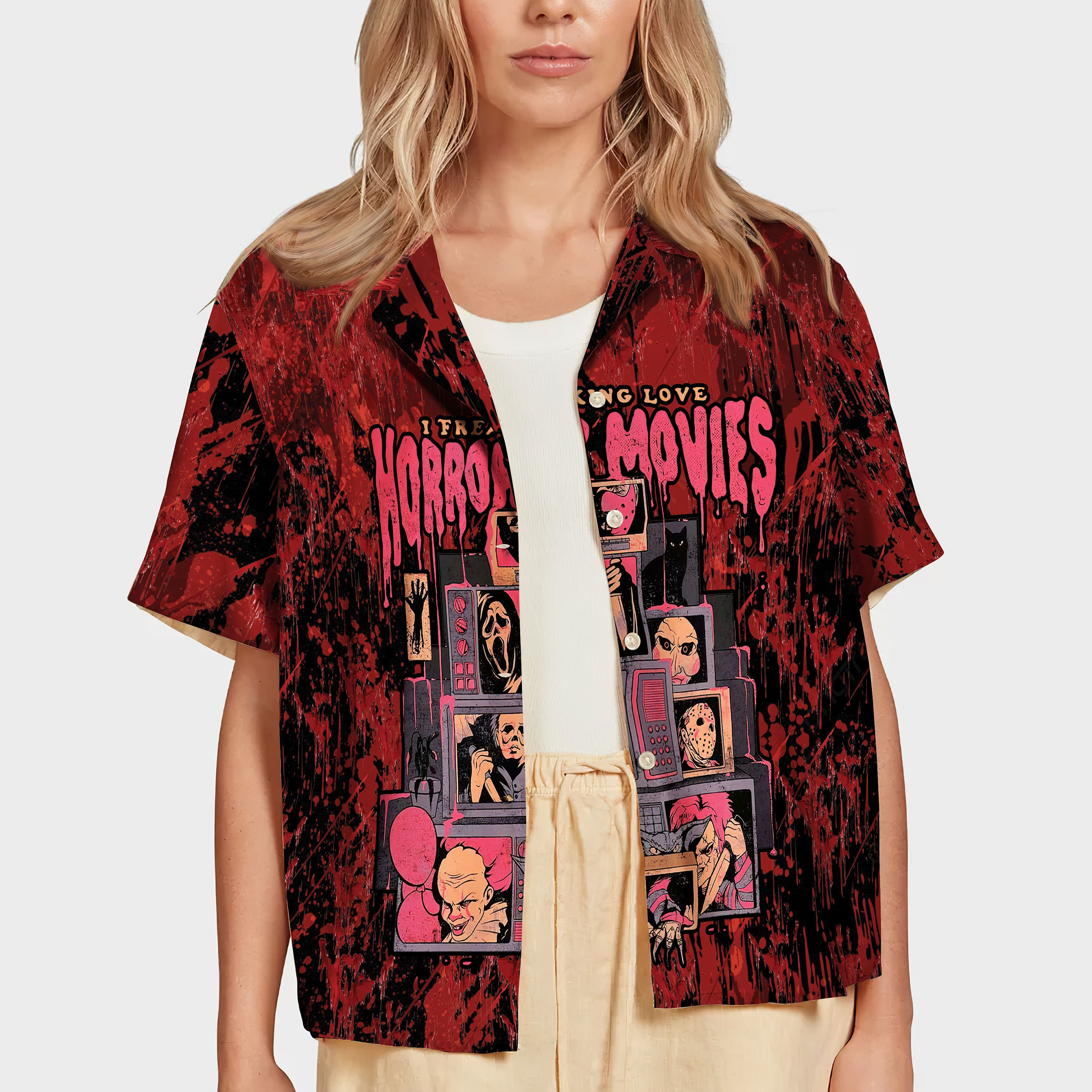 Halloween Horror Movie Hawaiian Shirt, Ghostface Button Up Shirt ...