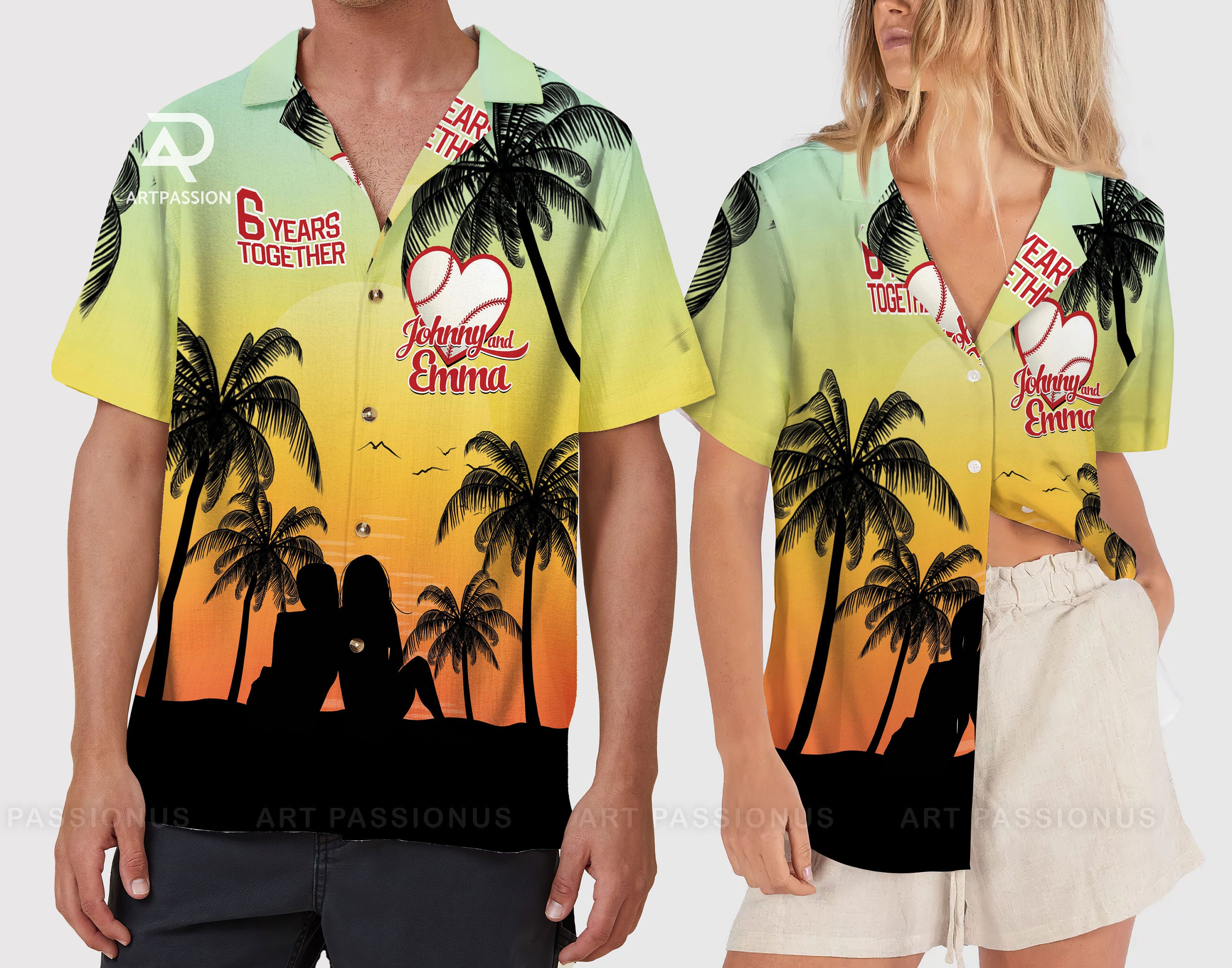 Personalized Couple Matching Hawaiian Shirt sold by Clara Shih | SKU 40925930 | Printerval