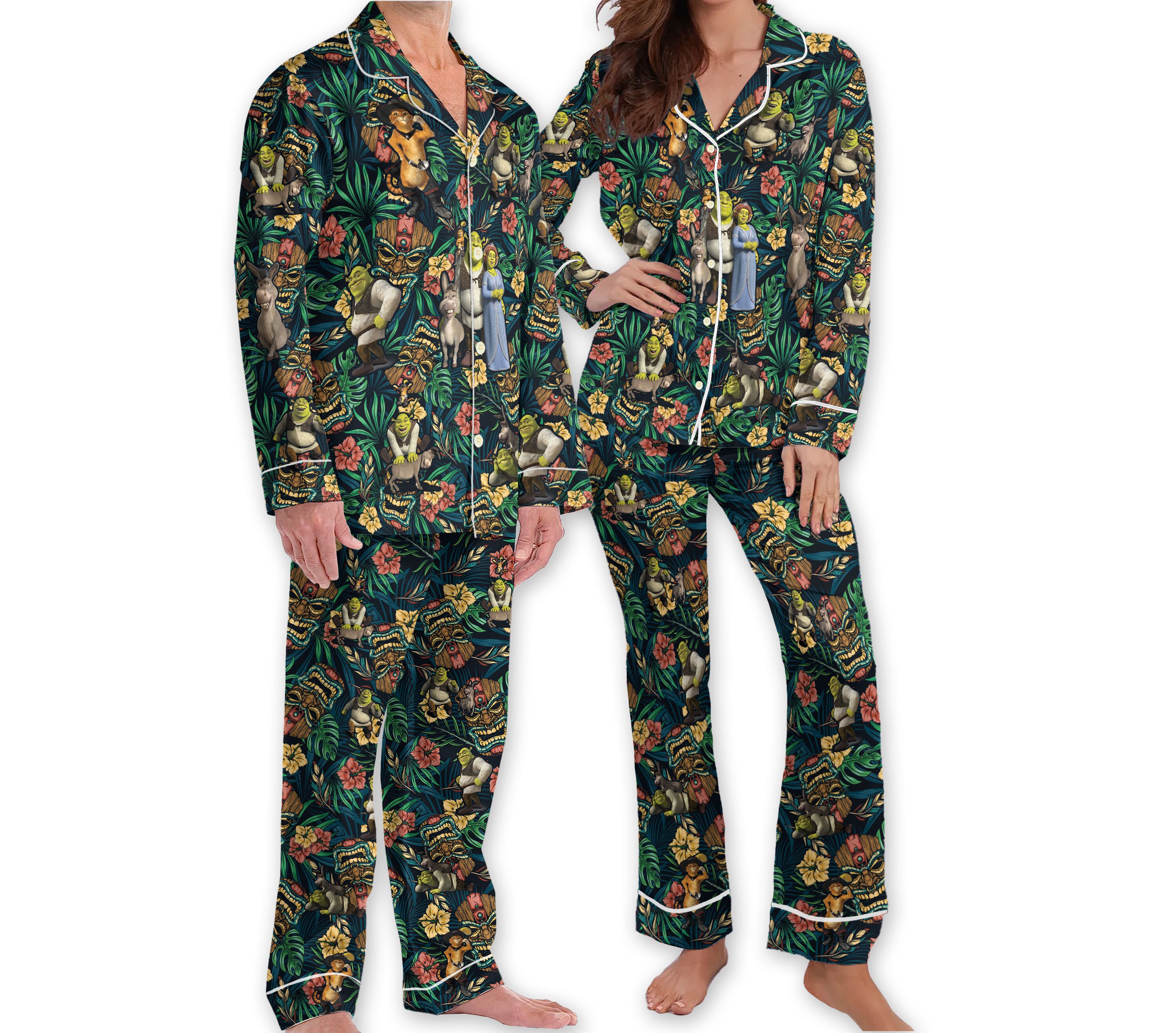 Funny Shrek Aloha Matching Pajamas Set Disney Enchanted Tiki Room ...