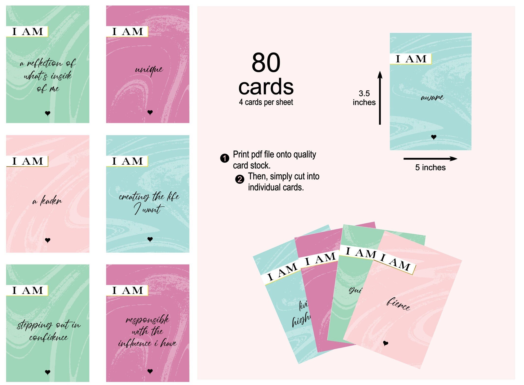 Printable "i Am" Affirmation Cards , PDF - Etsy