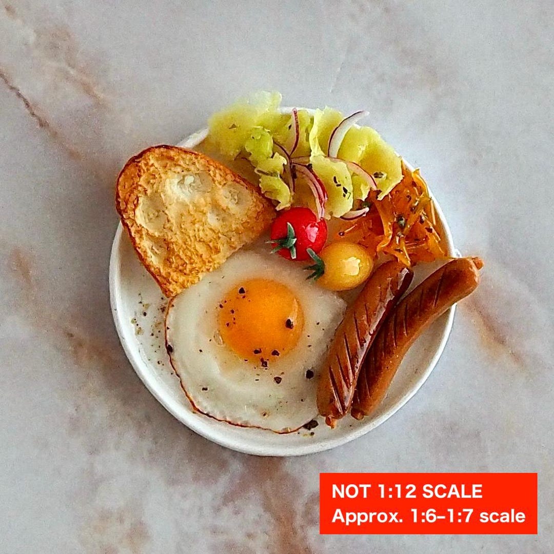 Large Scale Miniature Breakfast Plate – Handmade Fried Egg, Sausage ...