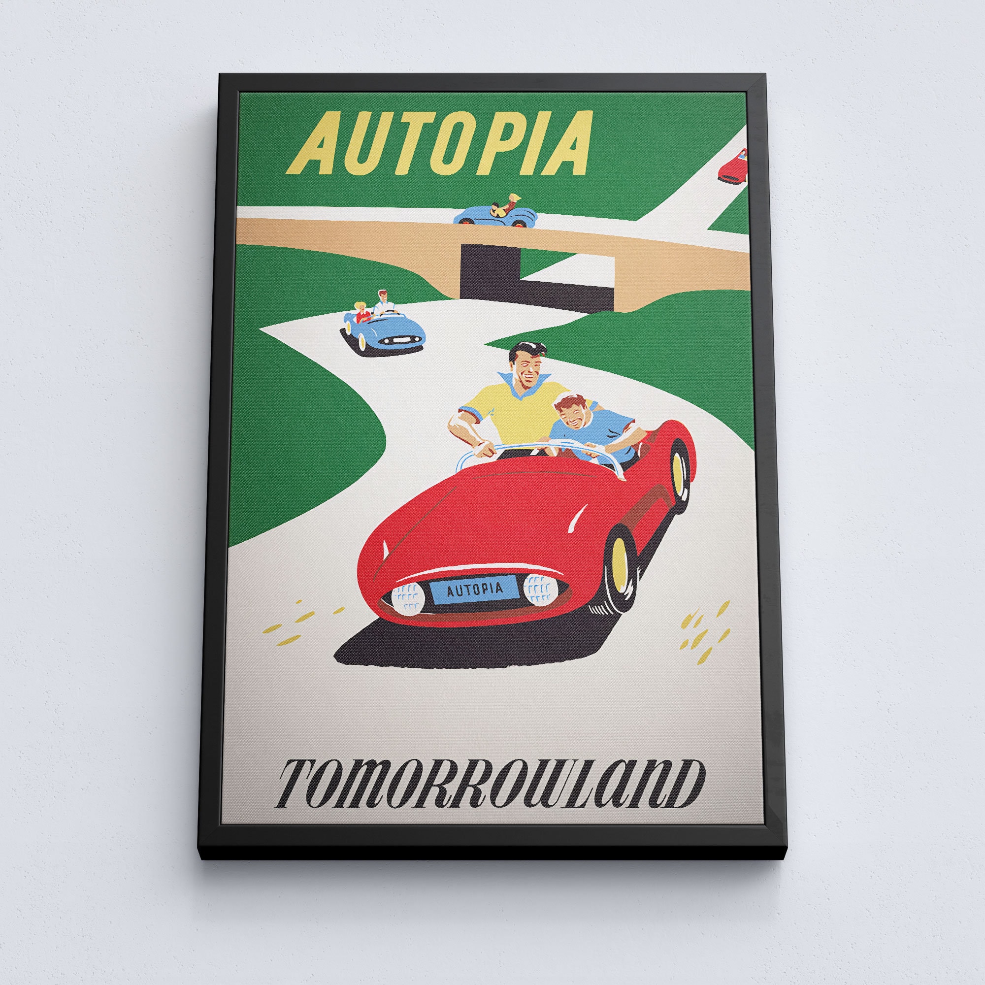 Vintage Disneyland Autopia Attraction Poster, Cars Retro Poster sold by ...