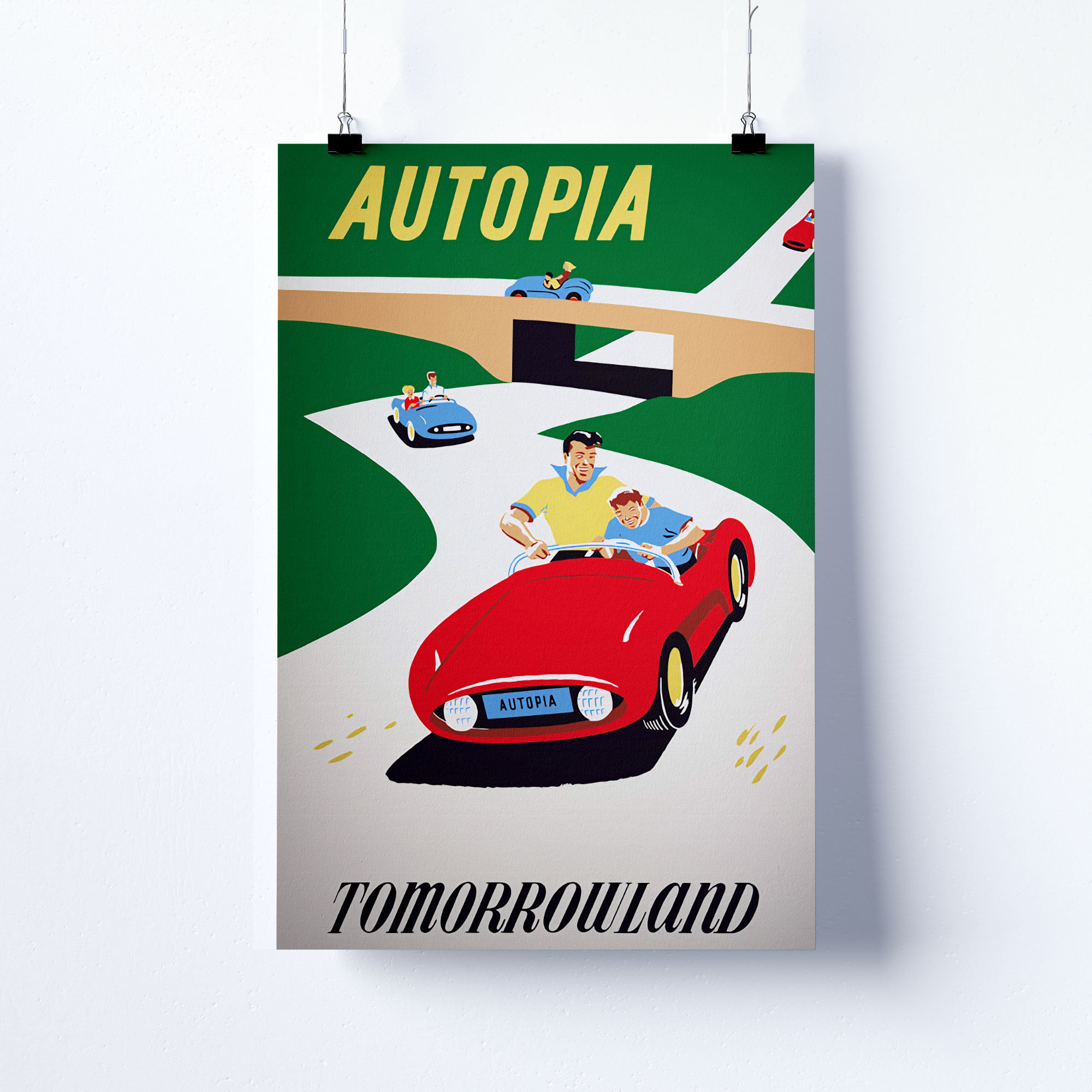 Vintage Disneyland Autopia Attraction Poster, Cars Retro Poster sold by ...