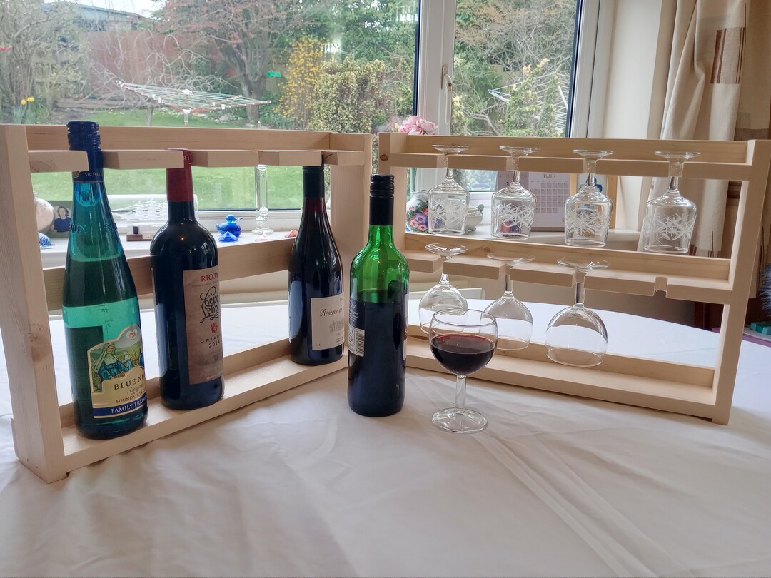 Handcrafted Wine Rack and Matching Small Glass Rack - Etsy