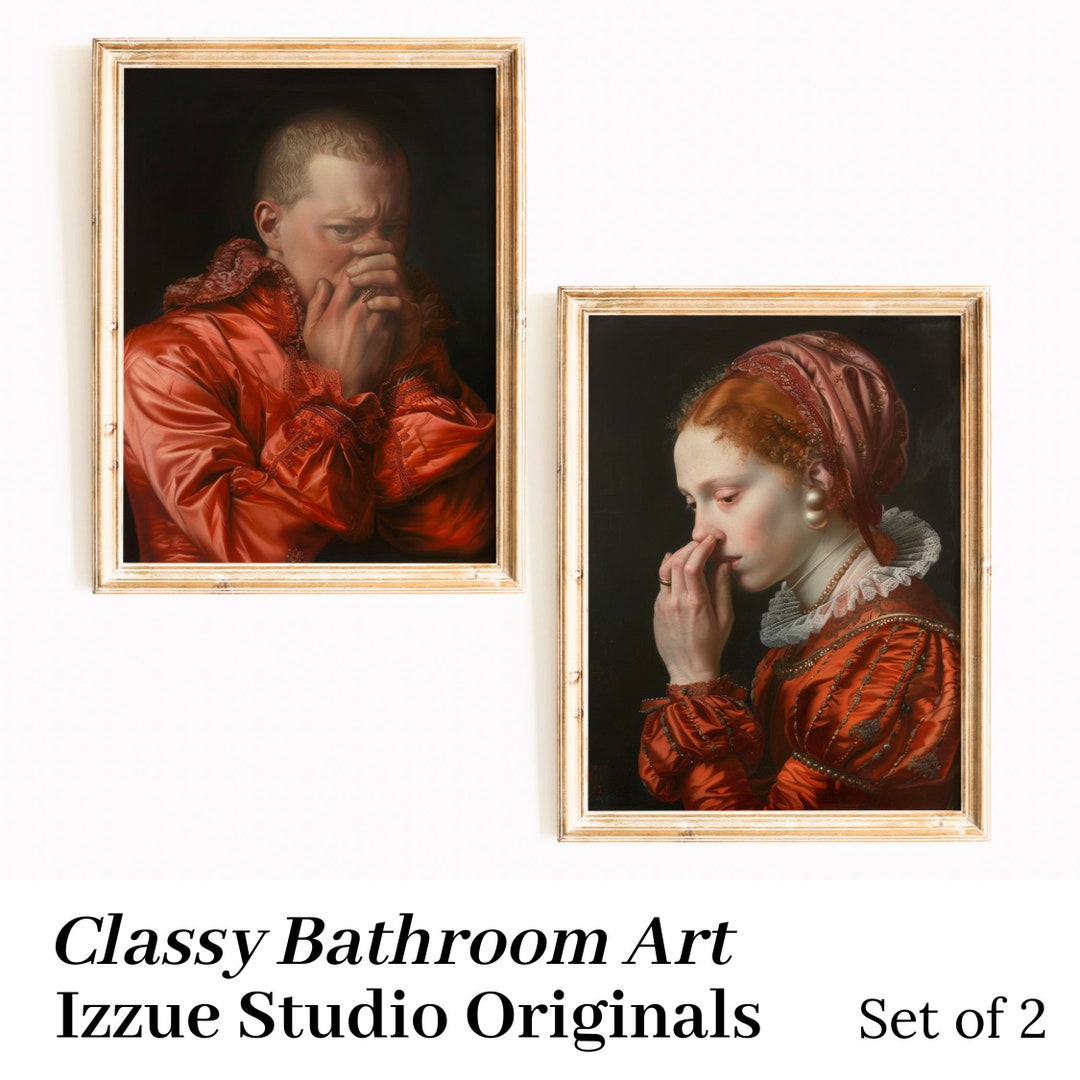 Funny Bathroom Wall Art Decor, Toilet Humor, Renaissance Classical ...