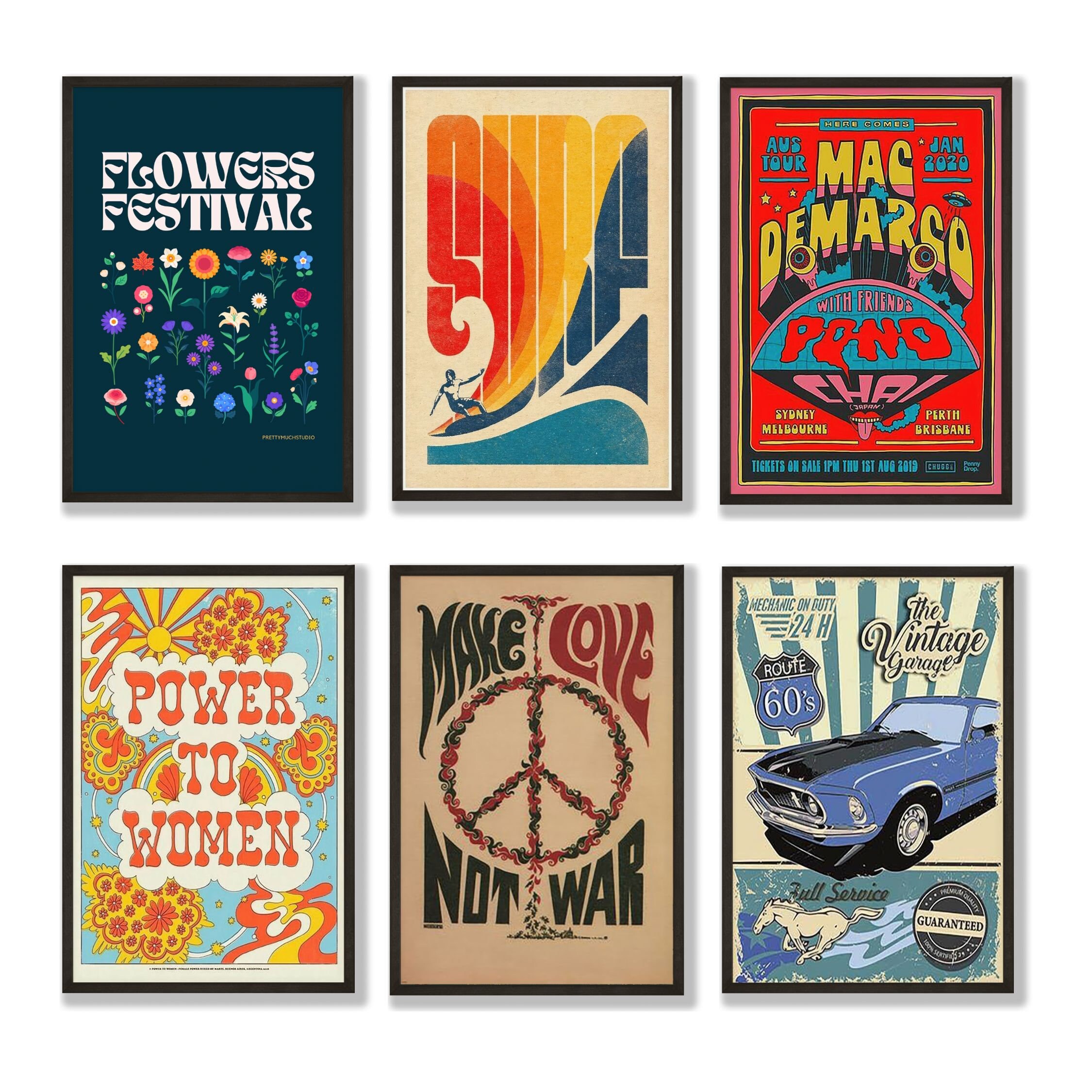 Set of 78 Prints 70s Poster Set, Aesthetic Collage Dorm Room Decor ...