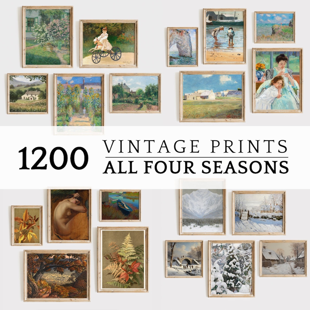 1200 Seasonal Wall Art MEGA BUNDLE, Vintage Oil Painting Landscape ...