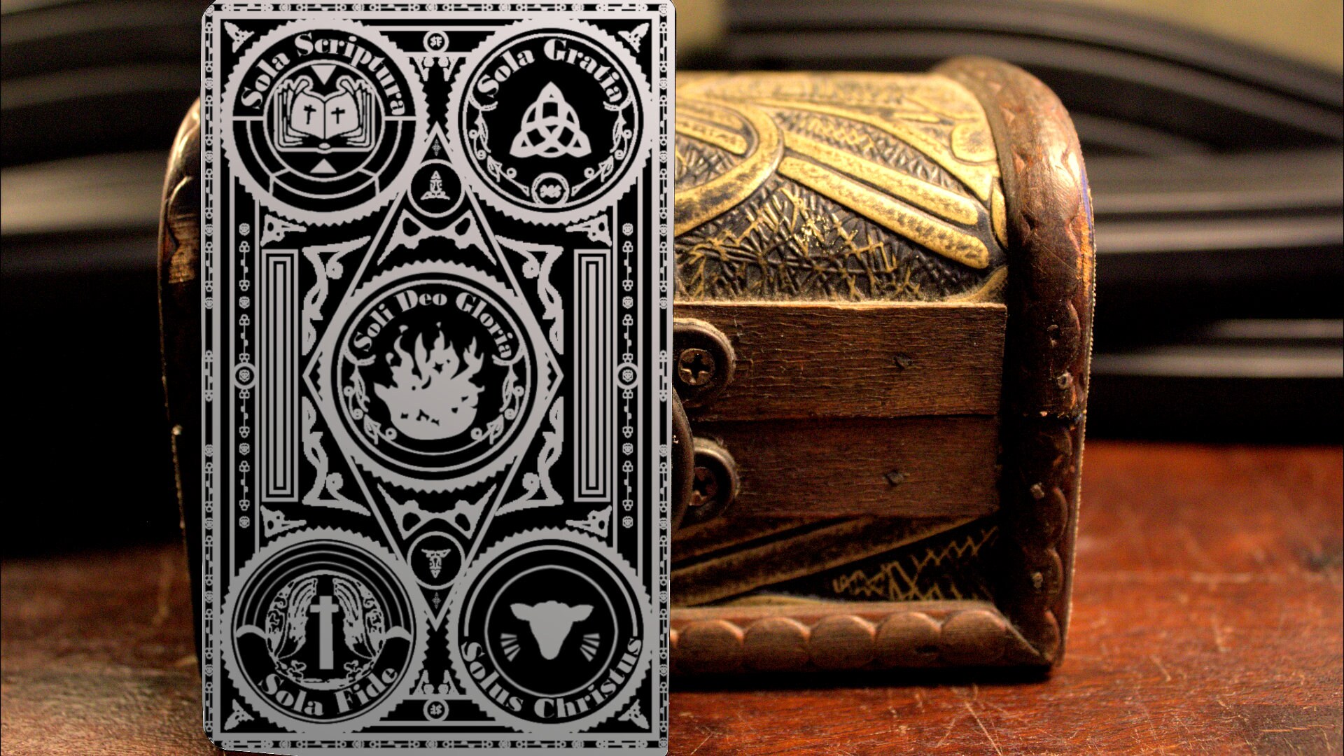 Metal 5 Solas Card Reformed Theology Edition Matte Black Keepsake With ...