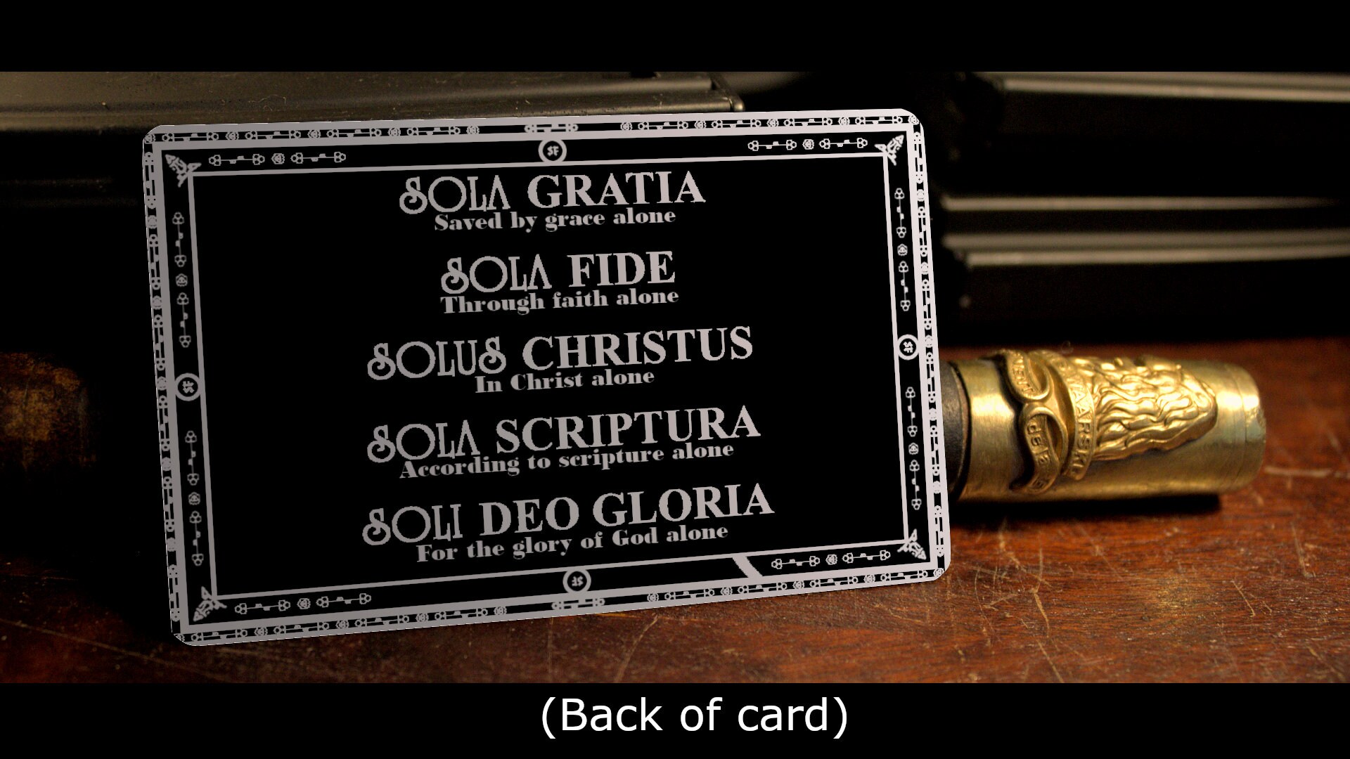 Metal 5 Solas Card Reformed Theology Edition Matte Black Keepsake With ...