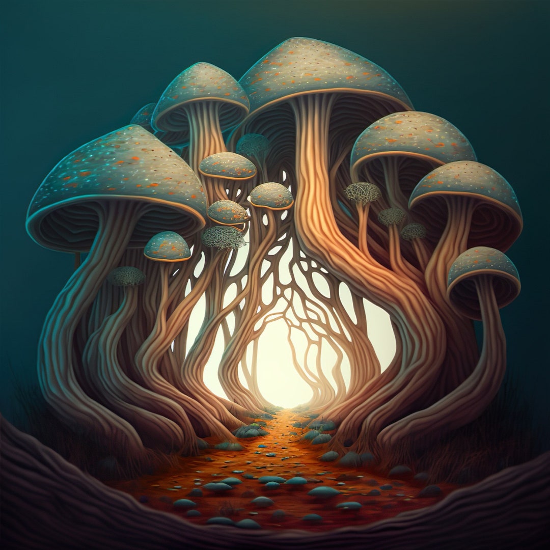 Mushroom Forest Digital Art - Etsy