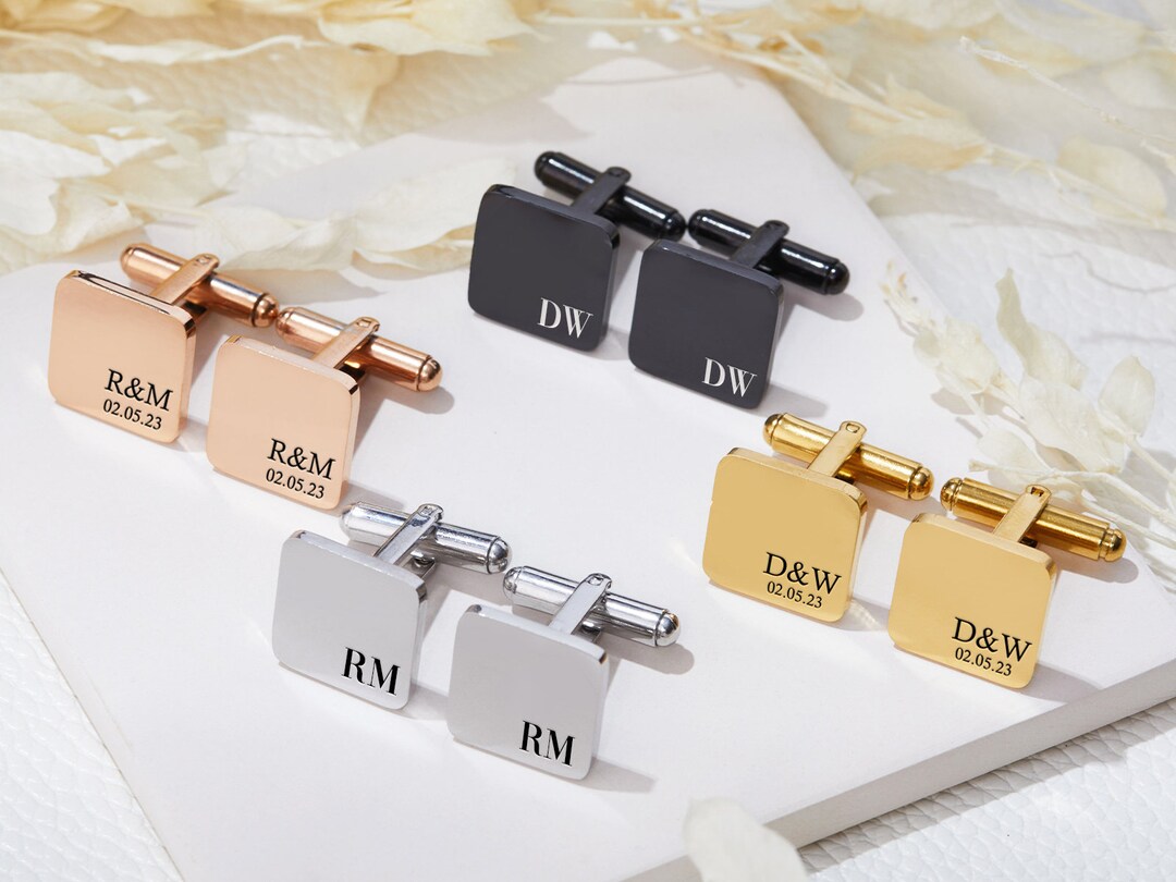 Personalized Engraving Cufflinks Square Cufflinks Custom Cuff Links ...