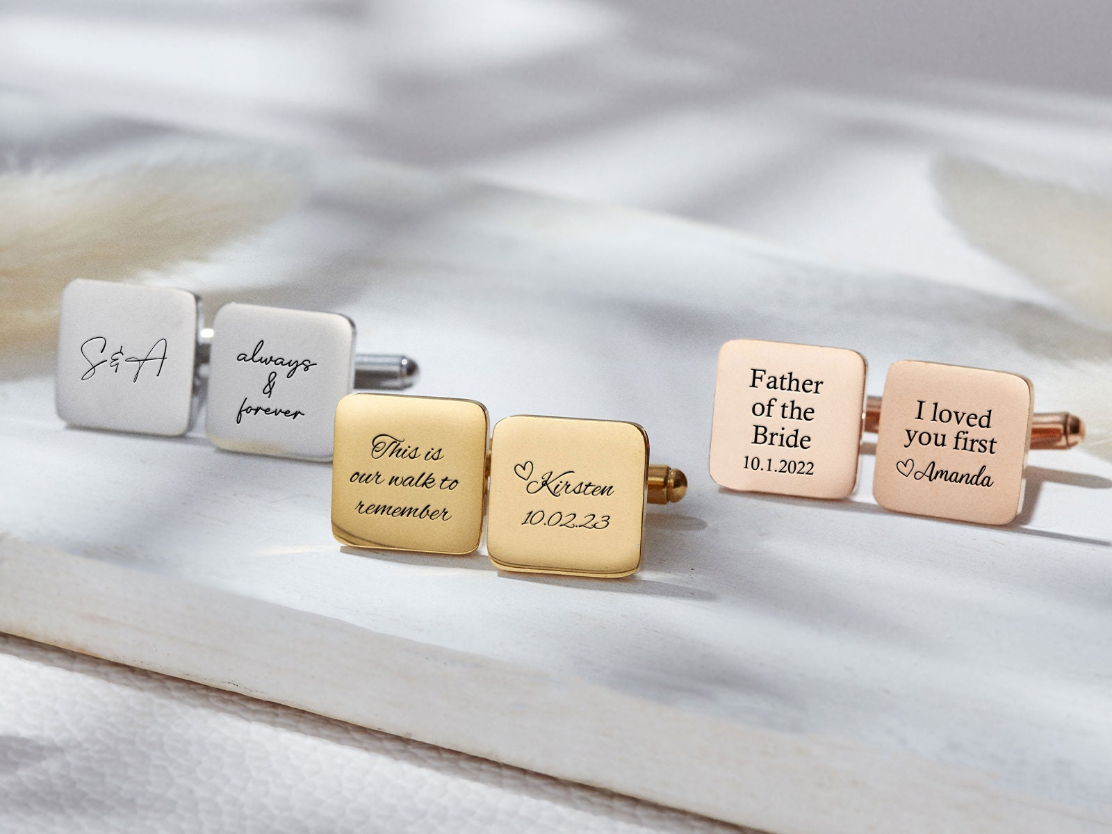 Personalized Engraving Cufflinks Square Cufflinks Custom Cuff - Etsy UK