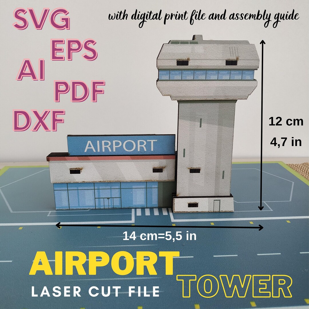 Airport Tower Dxf Pdf SVG AI and EPS 3D Puzzle File Digital - Etsy