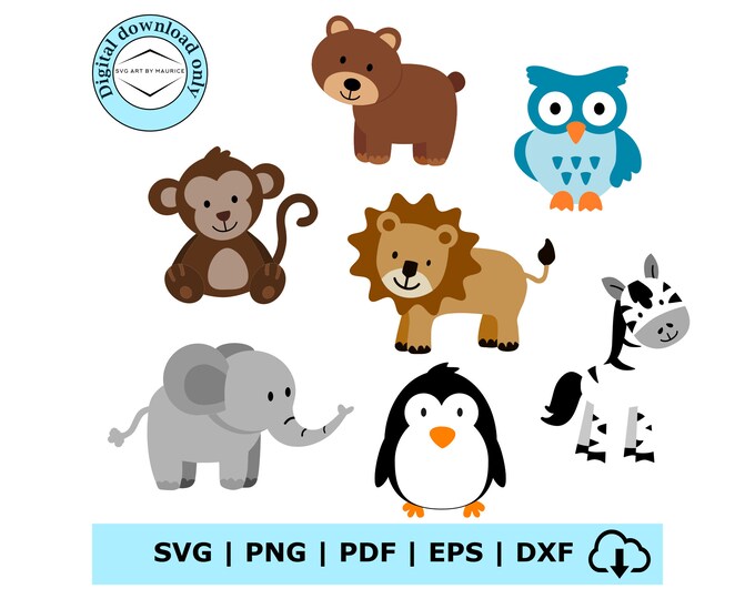 INSTANT Download. Cute Jungle Animal Svg Cut File and Clip Art ...